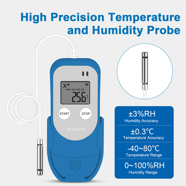 TE-03 ETH Digital Temperature And Humidity Data Logger With External ...