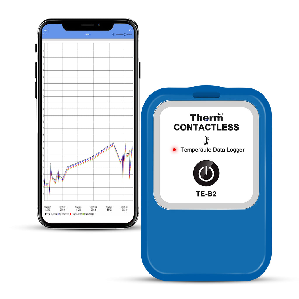 ThermElc TE-B2 Bluetooth Temperature Data Logger, Auto PDF CSV Report ...